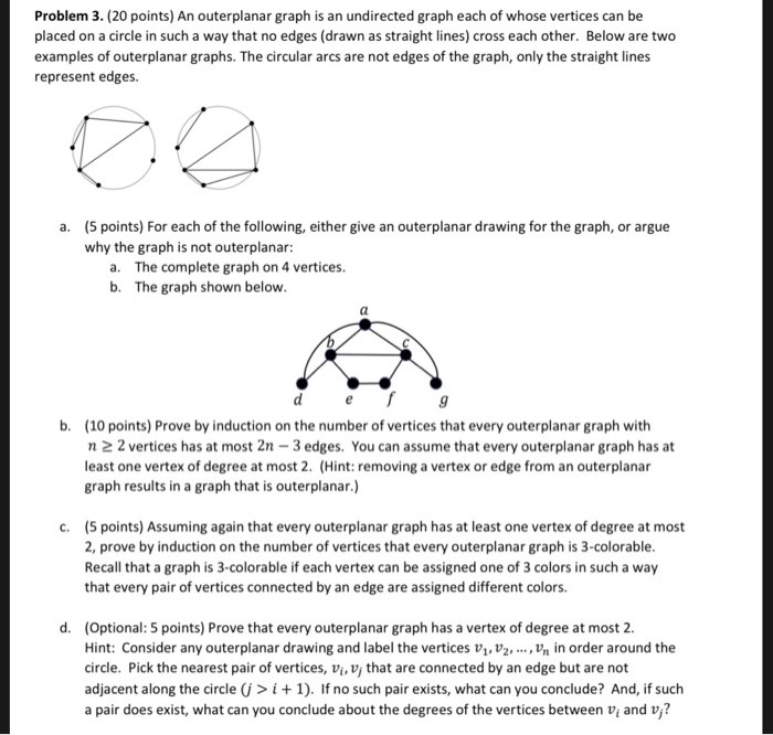 Solved Problem 3. (20 points) An outerplanar graph is an | Chegg.com