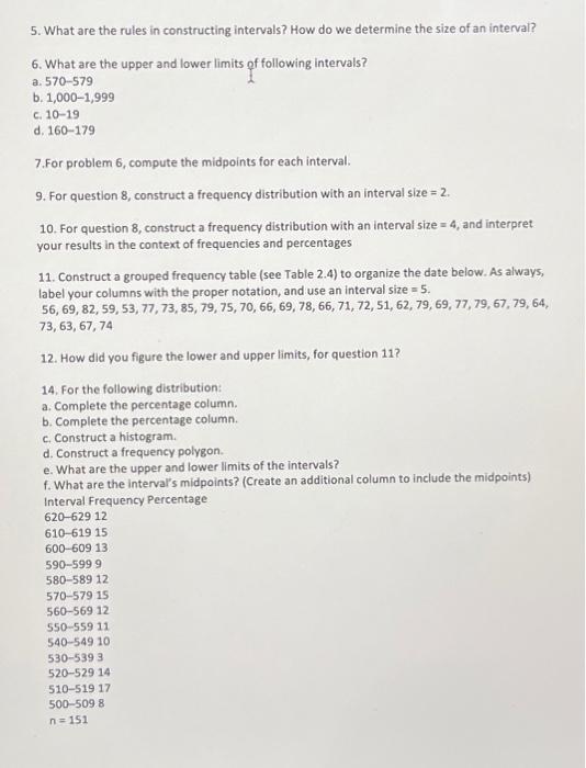 Solved 5. What are the rules in constructing intervals? How | Chegg.com