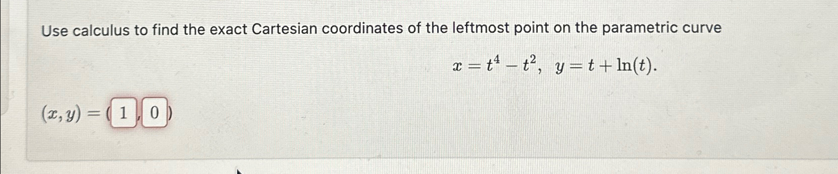 Solved Use calculus to find the exact Cartesian coordinates | Chegg.com
