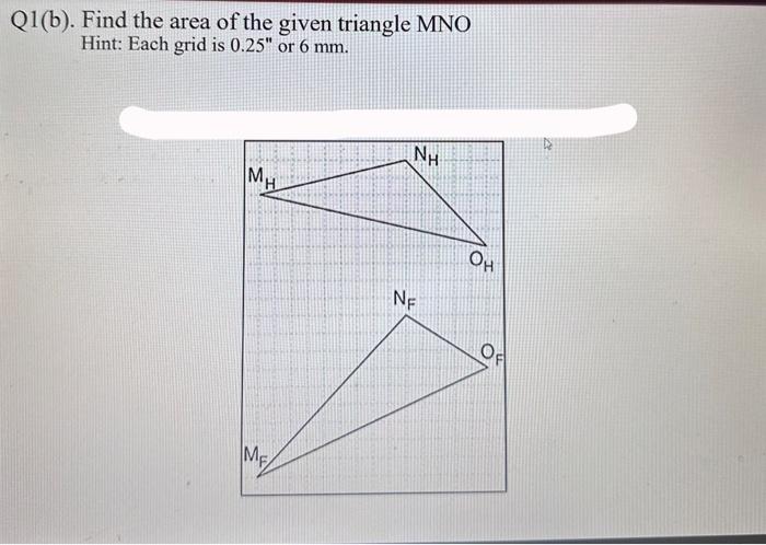 Solved Q1(b). Find the area of the given triangle MNO Hint: | Chegg.com