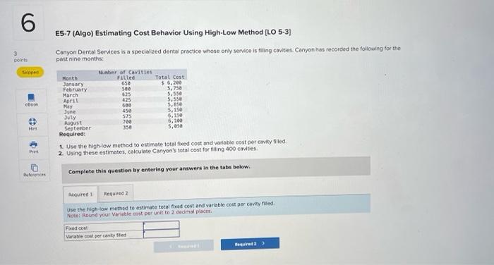 Solved E5-7 (Algo) Estimating Cost Behavior Using High-Low | Chegg.com