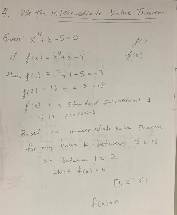 Solved Problem 4: (15 pts] Use the Intermediate Value | Chegg.com