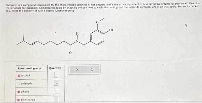 Solved Capsaicin is a compound responsible for the | Chegg.com