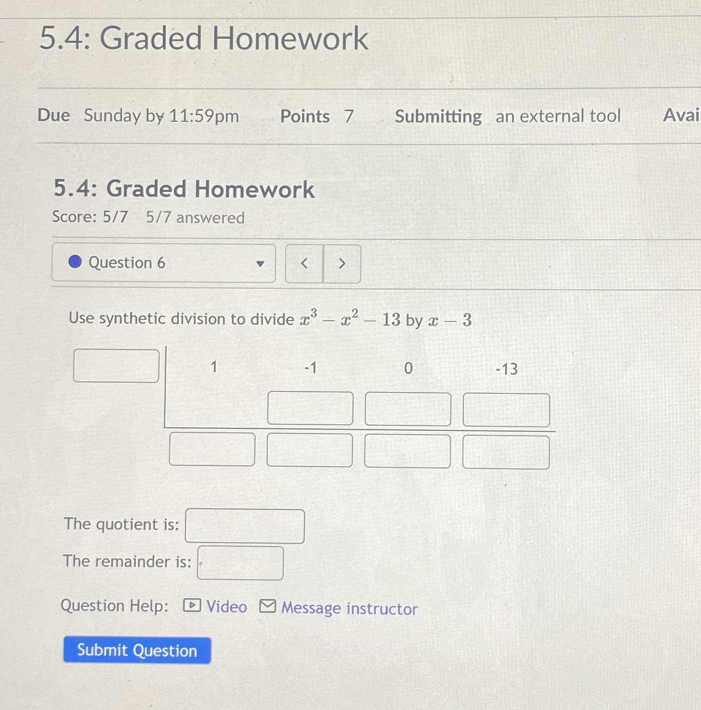 Solved 5.4: Graded HomeworkDue Sunday by 11:59pmPoints | Chegg.com
