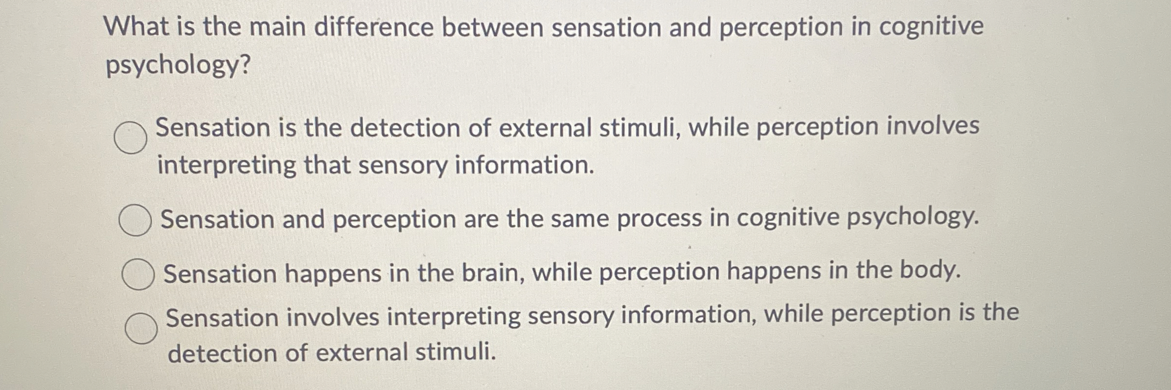 Solved What is the main difference between sensation and | Chegg.com
