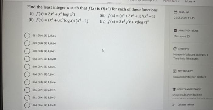 Solved Find the least integer n such that f(x) is O(xn) for | Chegg.com