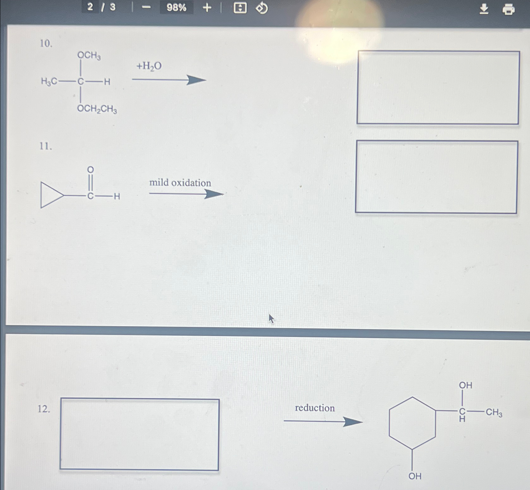 Solved Complete the following reactions 21311.mild | Chegg.com