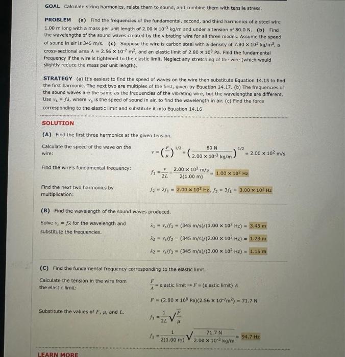 Solved GOAL Calculate string harmonics, relate them to | Chegg.com Solved GOAL Calculate string harmonics, relate them to | Chegg.com