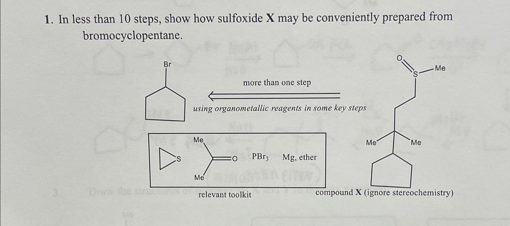 Solved In less than 10 ﻿steps, show how sulfoxide x ﻿may be | Chegg.com