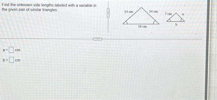 [Solved]: Find the unknown side lengths labeled with a varia