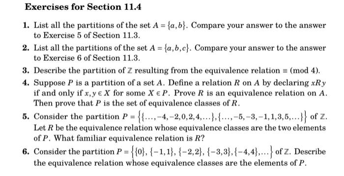 Solved Exercises for Section 11.4 1. List all the partitions | Chegg.com