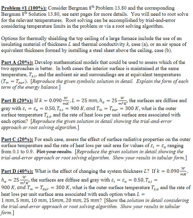 Solved Problem #1 (100%): Consider Bergman 8th ﻿Problem | Chegg.com