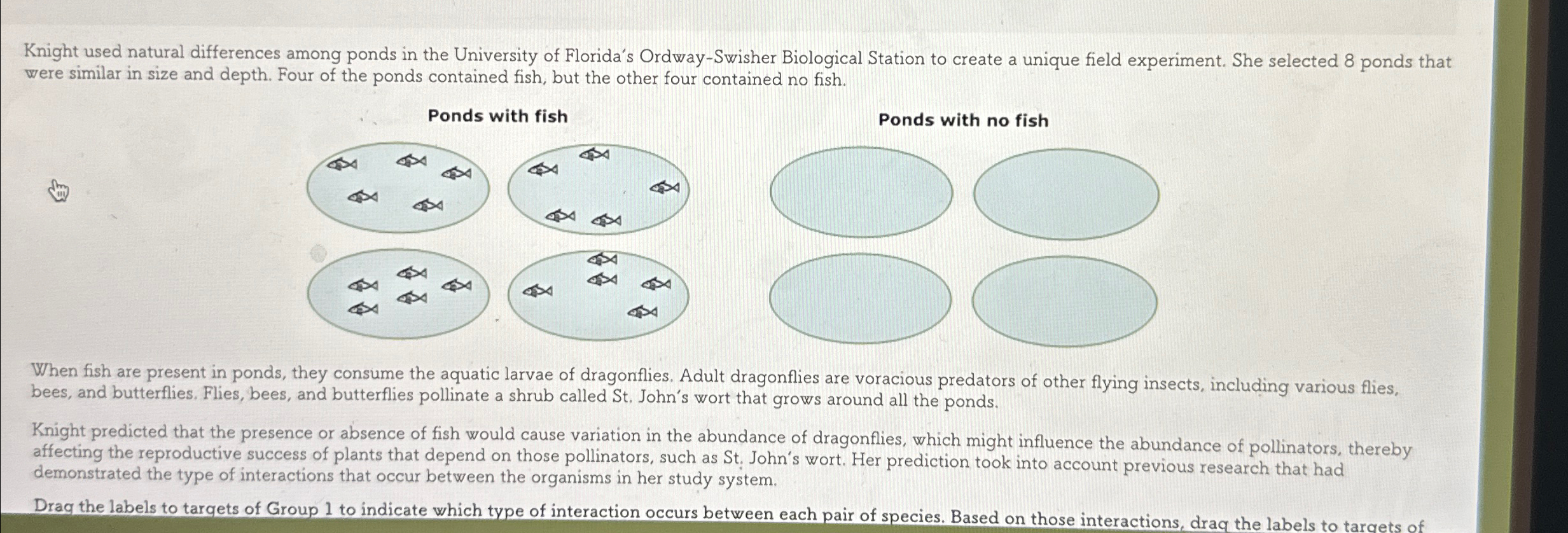Solved Knight used natural differences among ponds in the | Chegg.com