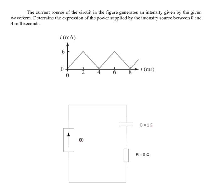 Solved The current source of the circuit in the figure | Chegg.com