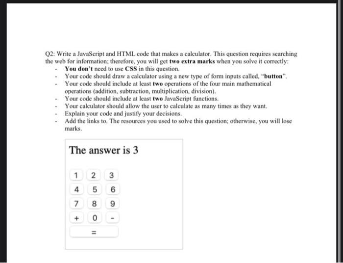 Solved Q2 Write A Javascript And Html Code That Makes A 7810