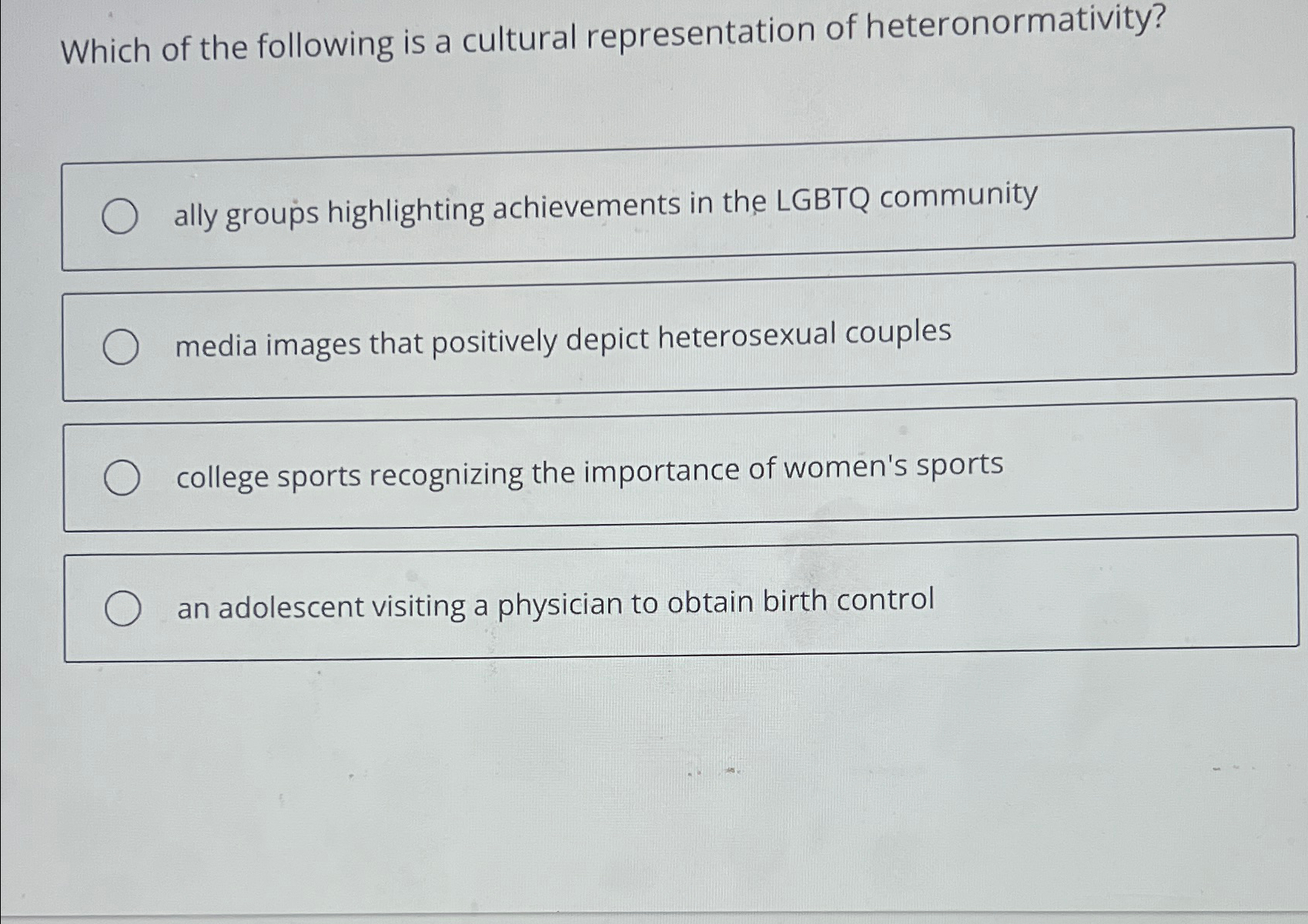 Solved Which Of The Following Is A Cultural Representation