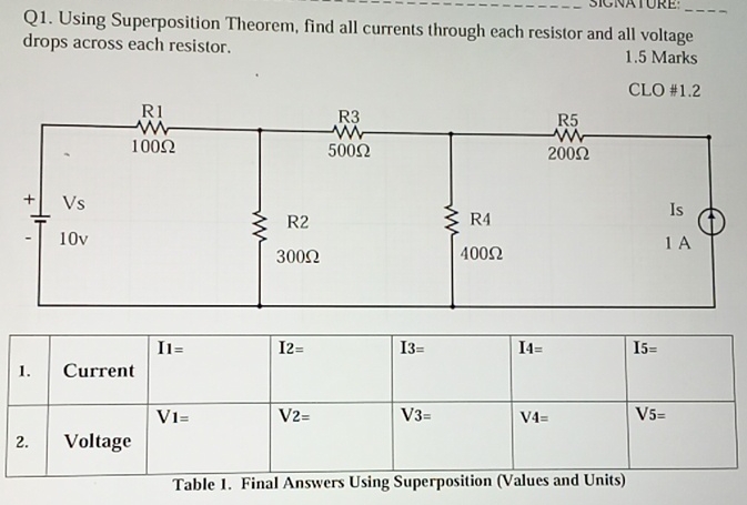 Solved Q1 using Superposition Theorem Find All Currents