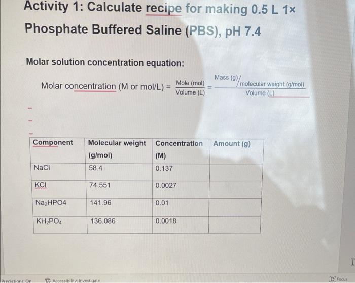 SOLVED: Phosphate Using Recipe Shown Below: Saline (PBS) Is, 60% OFF SOLVED: Phosphate Using Recipe Shown Below: Saline (PBS) Is, 60% OFF