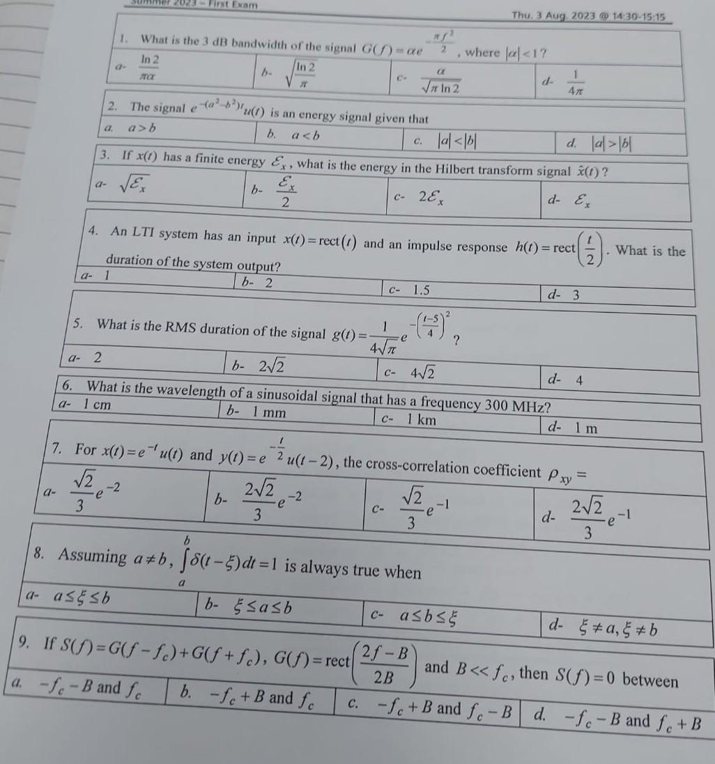 1 What Is The 3 Mathrm{~db} Bandwidth Of
