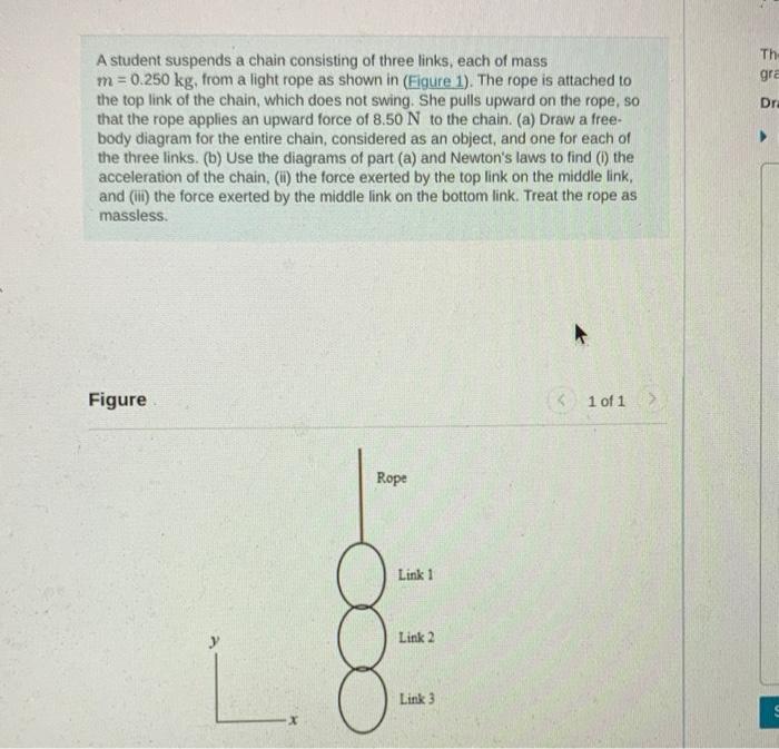 Solved A student suspends a chain consisting of three links, | Chegg.com