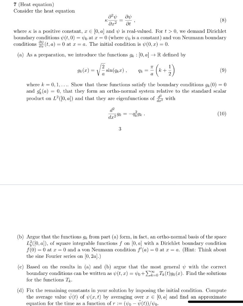 Solved 7 (Heat equation) ﻿Only Answer part b)c)d)Consider | Chegg.com
