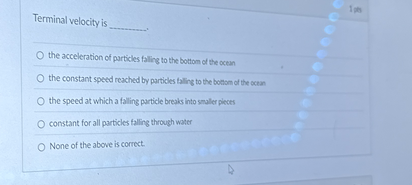 Solved Terminal velocity is q,q,the acceleration of | Chegg.com