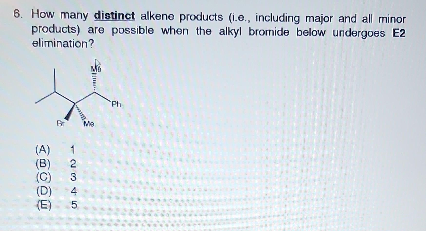 Solved 6. How many distinct alkene products (i.e., including | Chegg.com