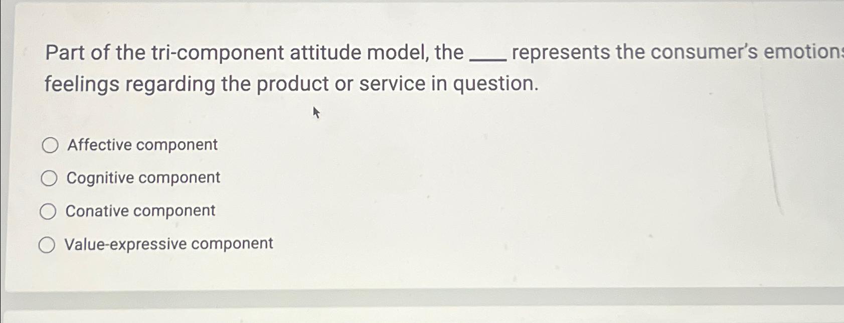 Solved Part of the tri-component attitude model, the | Chegg.com