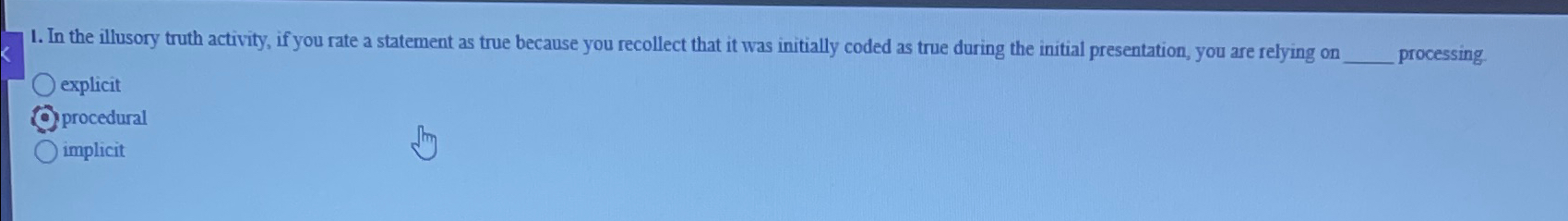 Solved I. In the illusory truth activity, if you rate a | Chegg.com