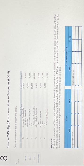 Solved 8 2 points eBook Hint Print References Exercise 2-15 | Chegg.com