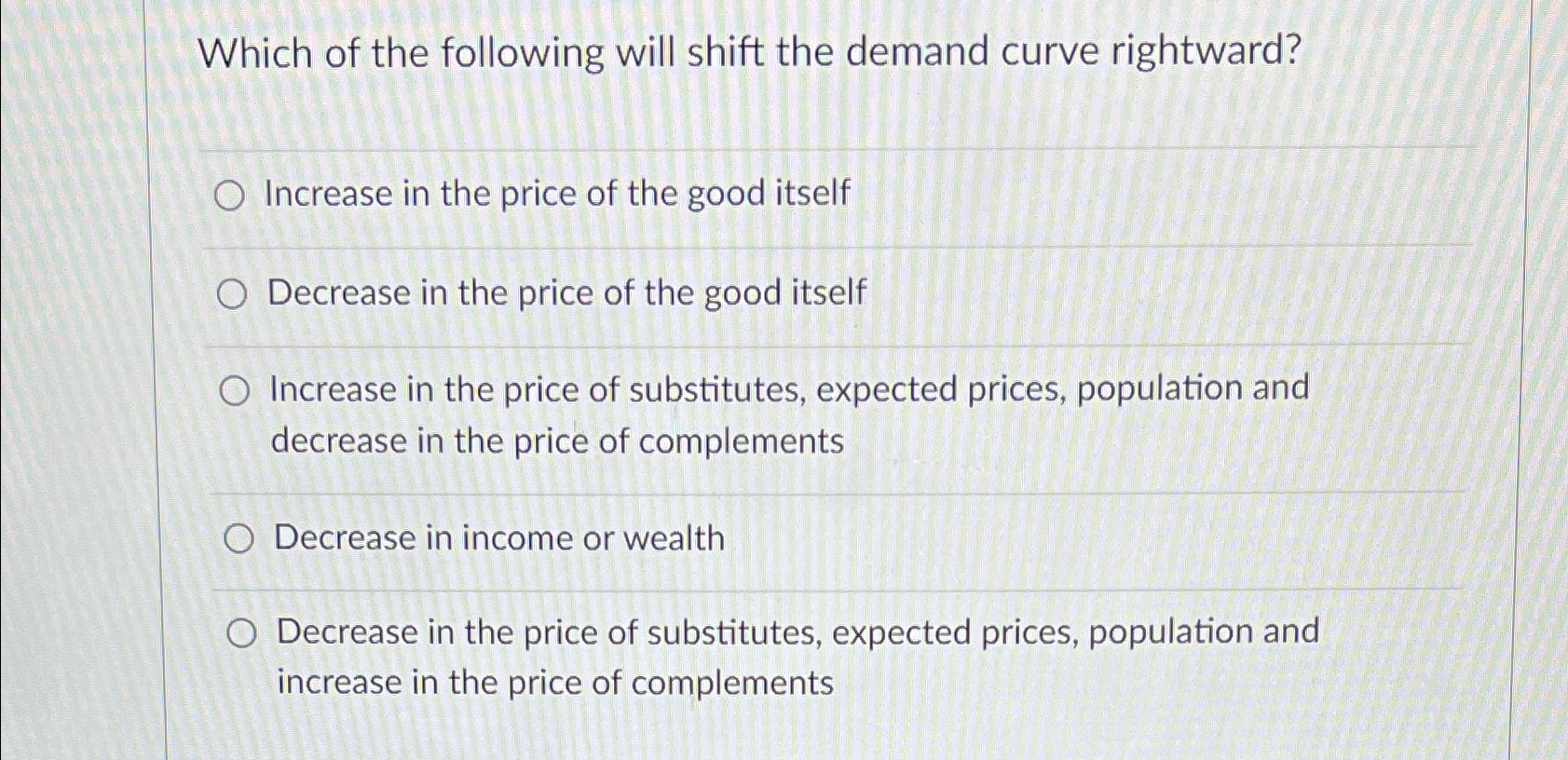 Solved Which of the following will shift the demand curve | Chegg.com