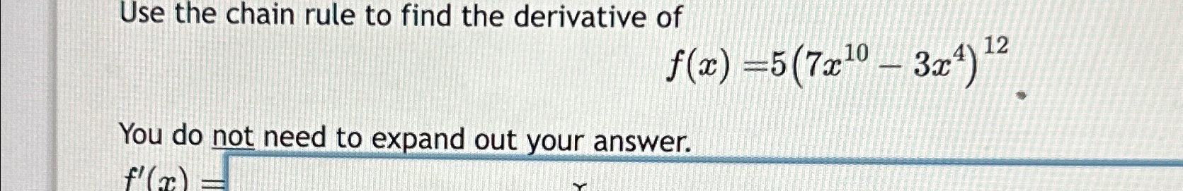 Solved Use the chain rule to find the derivative | Chegg.com