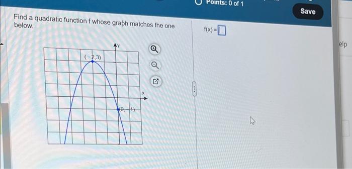 Solved Find a quadratic function f whose graph matches the | Chegg.com