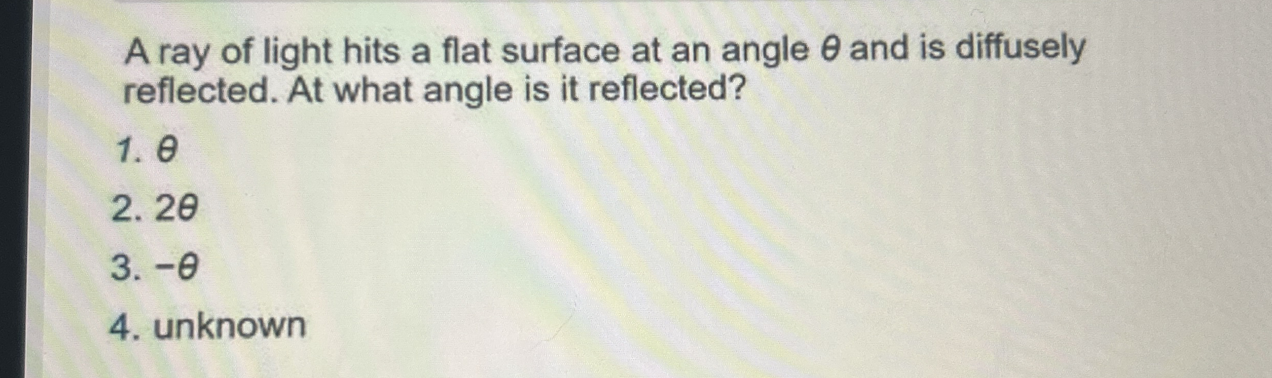 Solved A ray of light hits a flat surface at an angle θ ﻿and | Chegg.com
