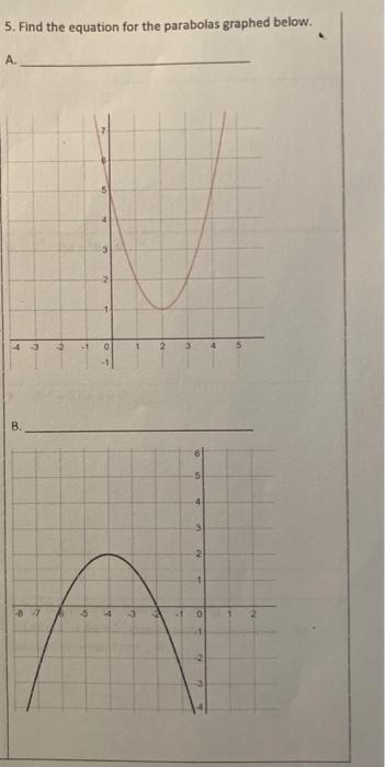 Solved 5. Find the equation for the parabolas graphed below. | Chegg.com