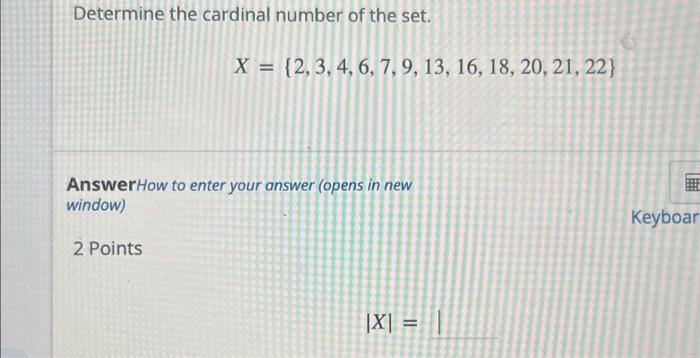 Solved Determine the cardinal number of the set. | Chegg.com