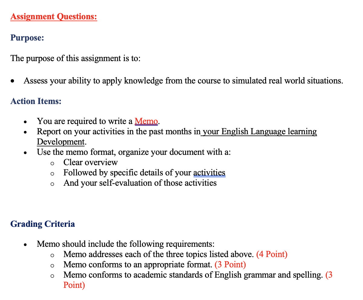 You are required to write a Memo.• ﻿Report on your | Chegg.com
