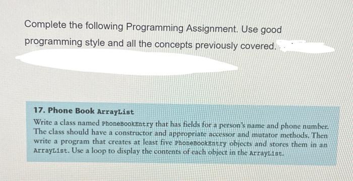 Solved Complete the following Programming Assignment. Use | Chegg.com