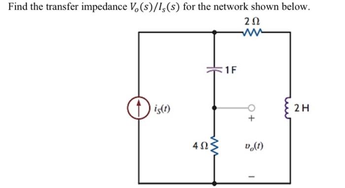 Solved Find the transfer impedance Vo(s)/Is(s) for the | Chegg.com