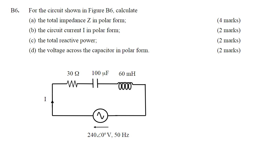 Solved B6. ﻿For the circuit shown in Figure B6, | Chegg.com