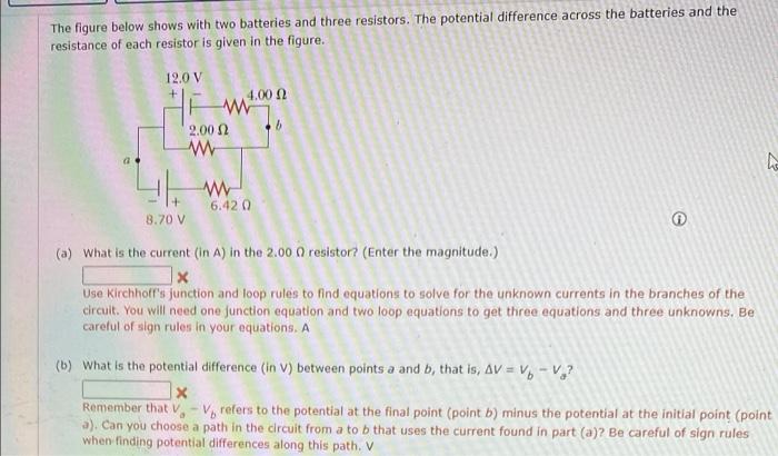 Solved The figure below shows with two batteries and three | Chegg.com