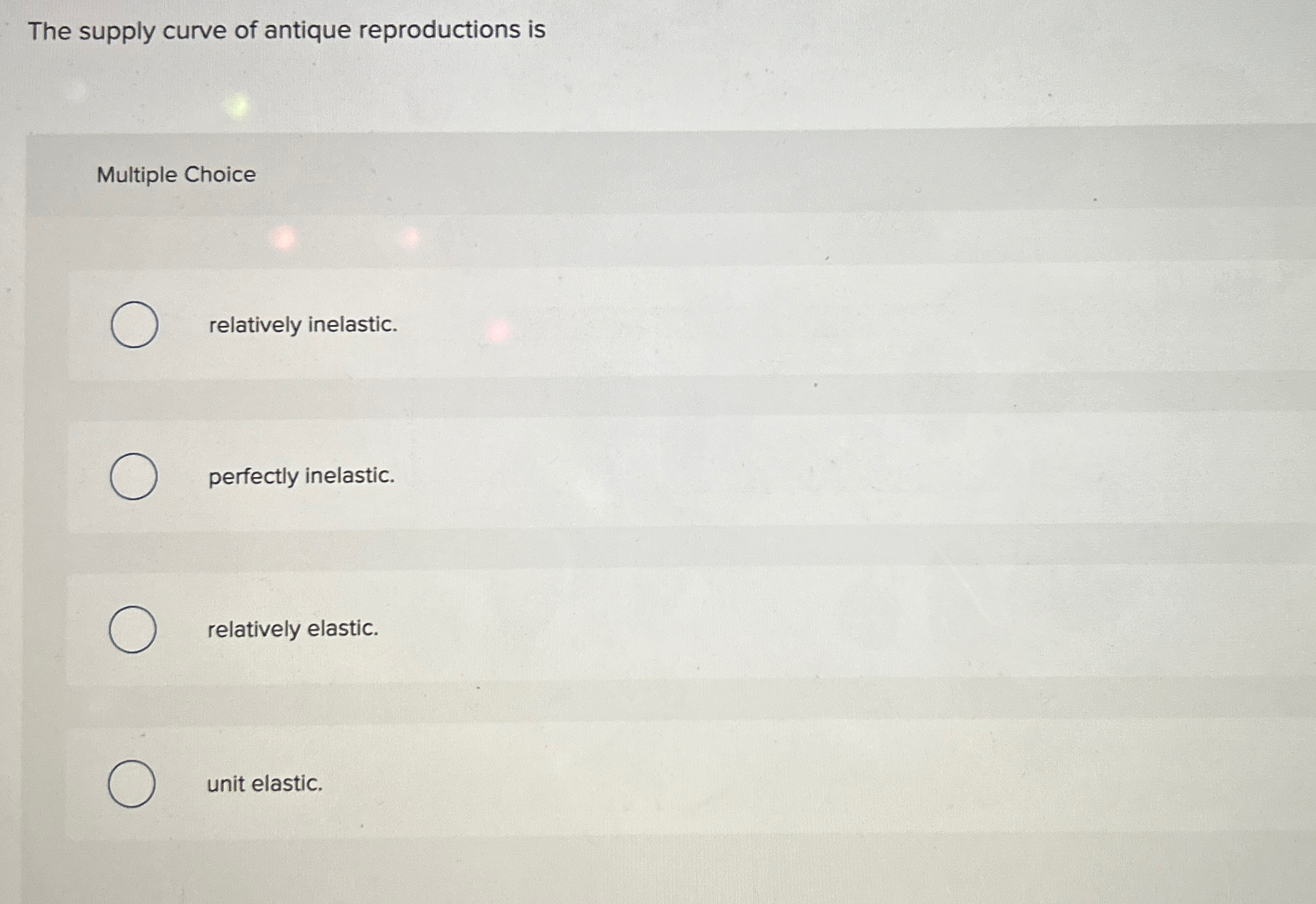 Solved The supply curve of antique reproductions isMultiple | Chegg.com