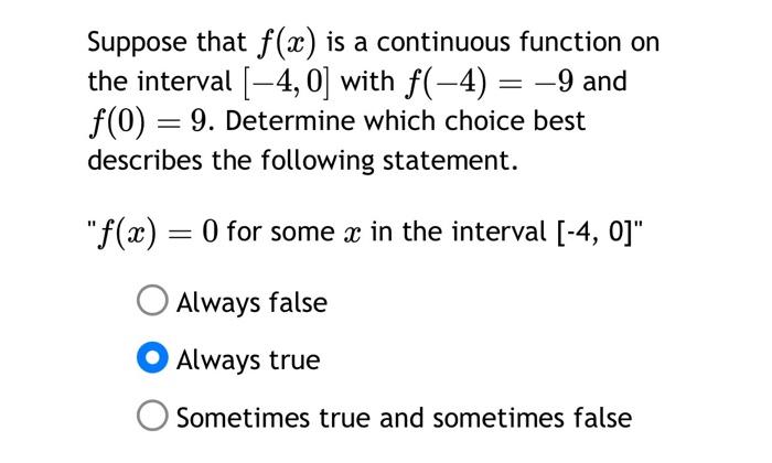 Solved Suppose that f(x) is a continuous function on the | Chegg.com