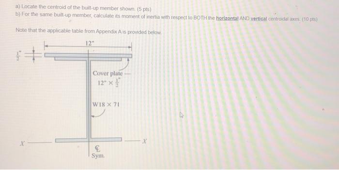 Solved a) Locate the centroid of the built-up member shown. | Chegg.com