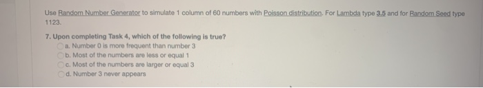 Solved Use Random Number Generator to simulate 1 column of | Chegg.com