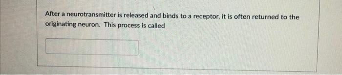 Solved After a neurotransmitter is released and binds to a | Chegg.com