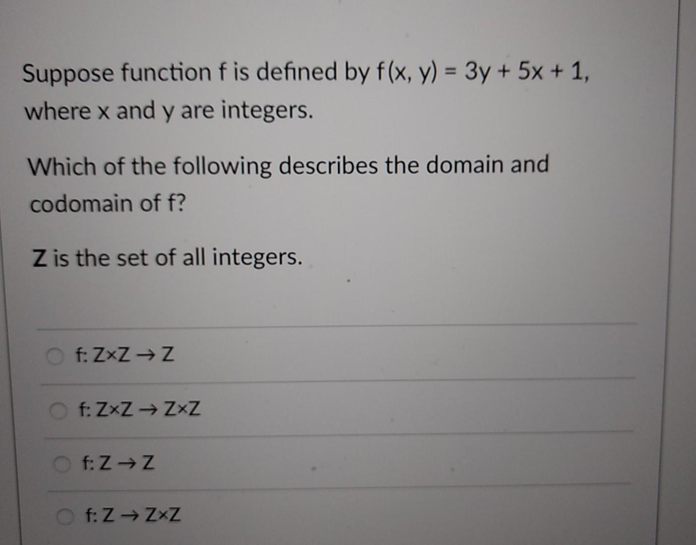 Solved Suppose function fis defined by f(x, y) = 3y + 5x + | Chegg.com