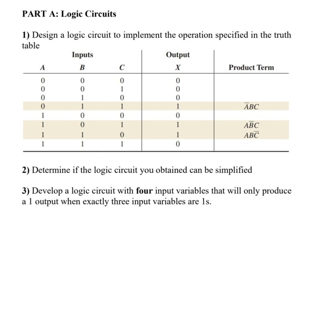 Solved 1) Design a logic circuit to implement the operation | Chegg.com Solved 1) Design a logic circuit to implement the operation | Chegg.com