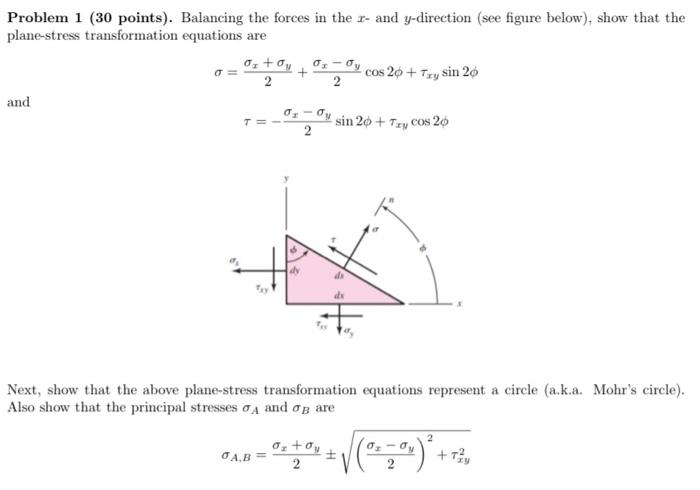 Solved Problem 1 (30 points). Balancing the forces in the r- | Chegg.com