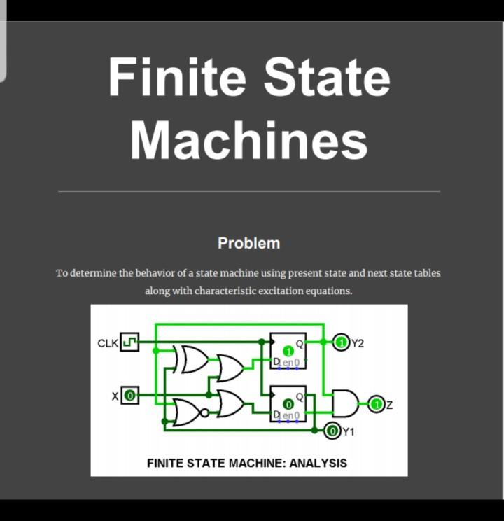 Solved Finite State Machines Problem To determine the | Chegg.com